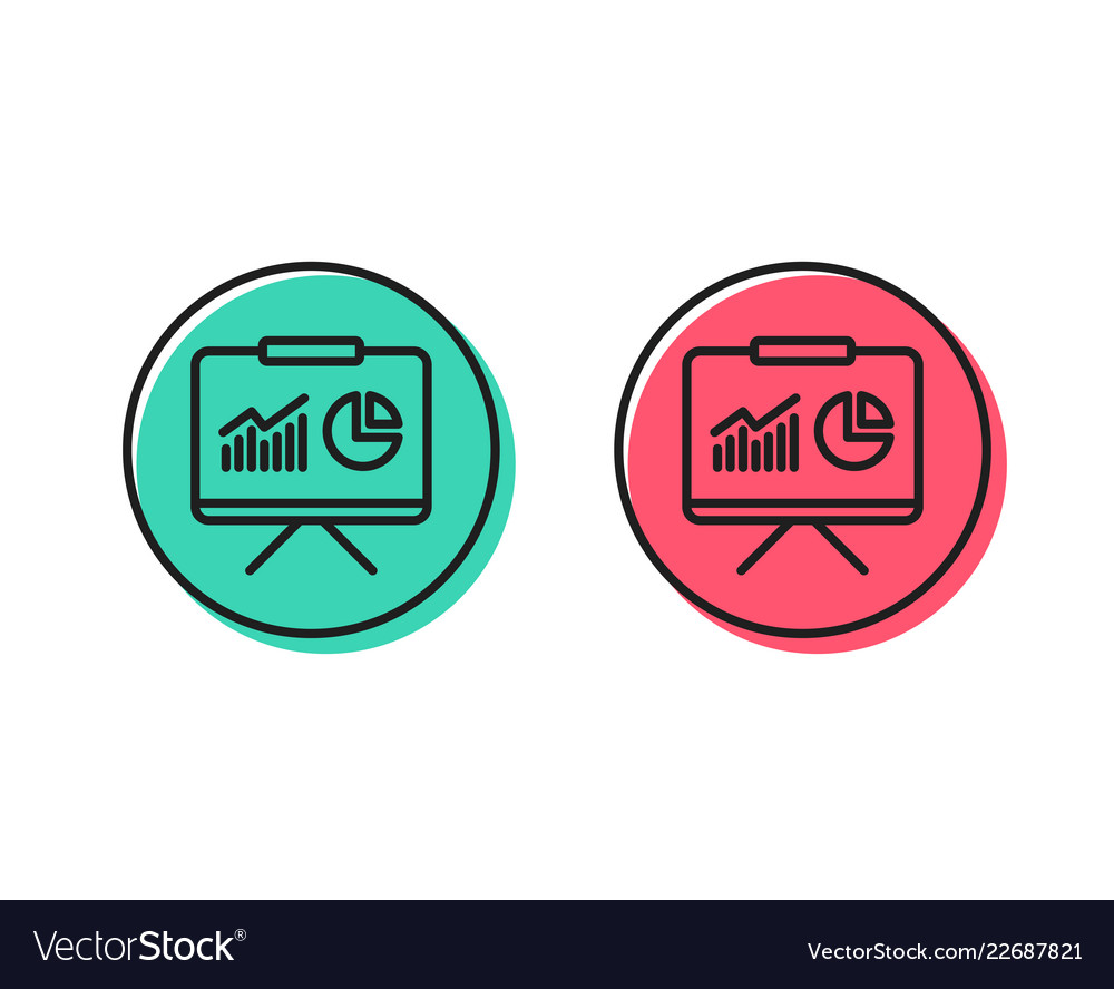 Presentation board line icon report chart sign Vector Image