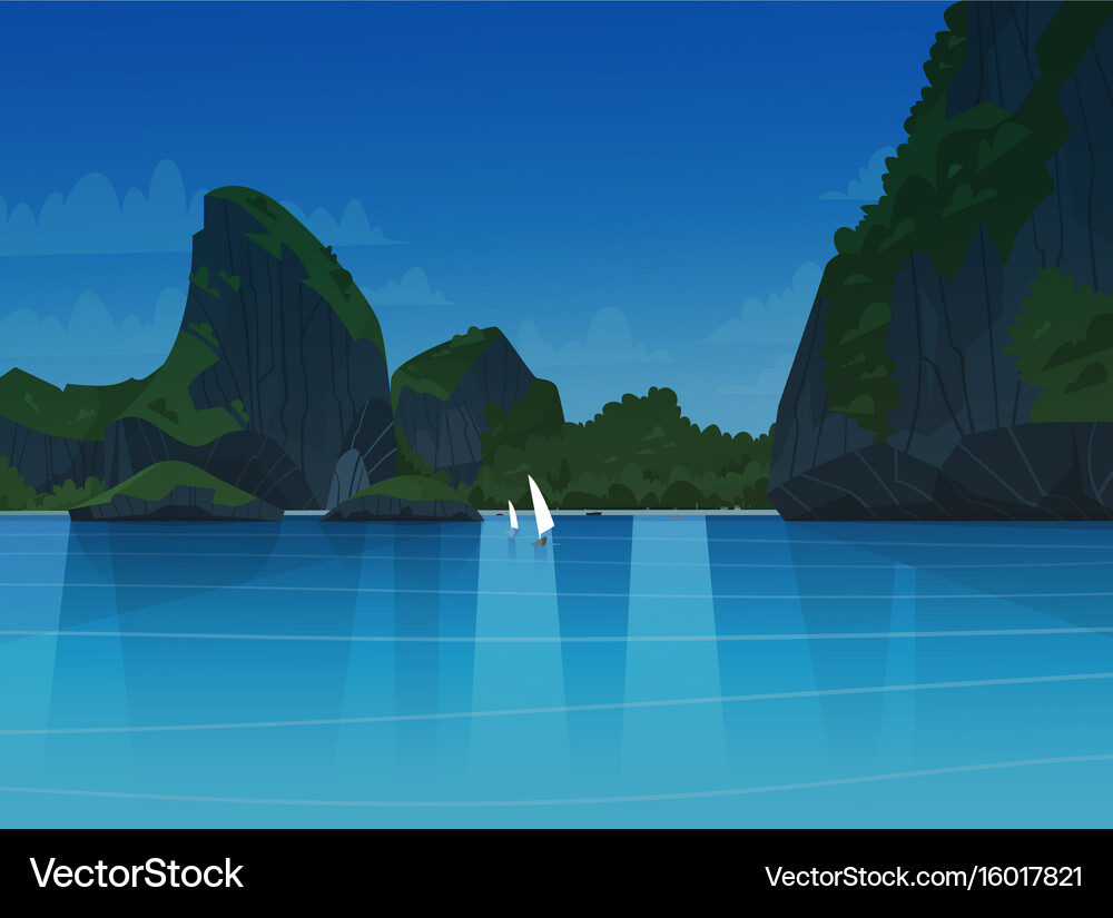 Sea landscape night beautiful asian beach Vector Image