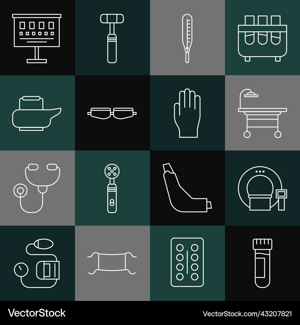 Set line test tube with blood tomography Vector Image