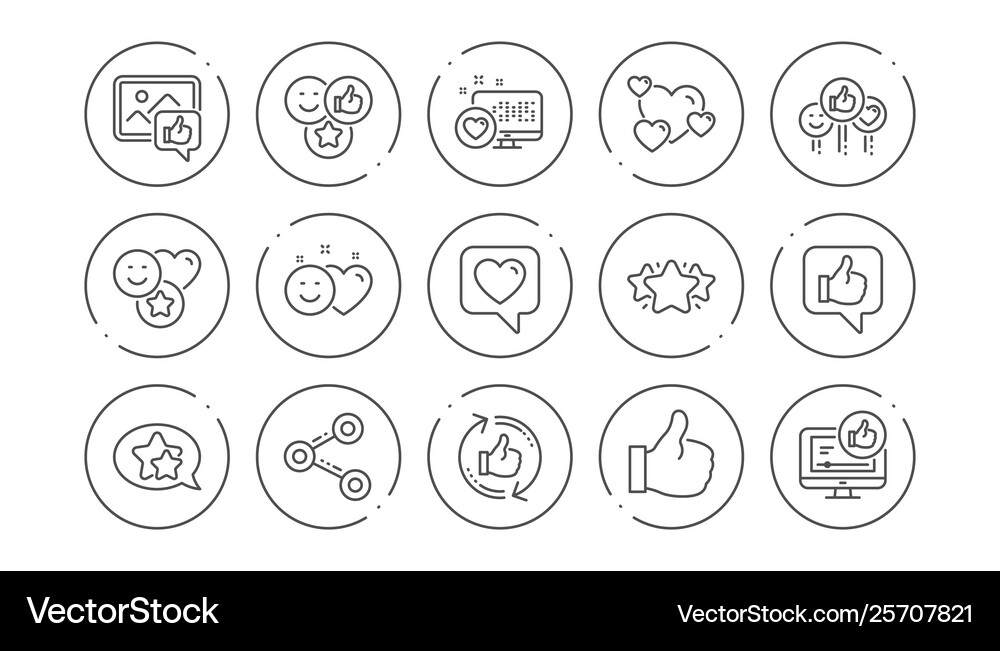 Social media line icons share network like Vector Image