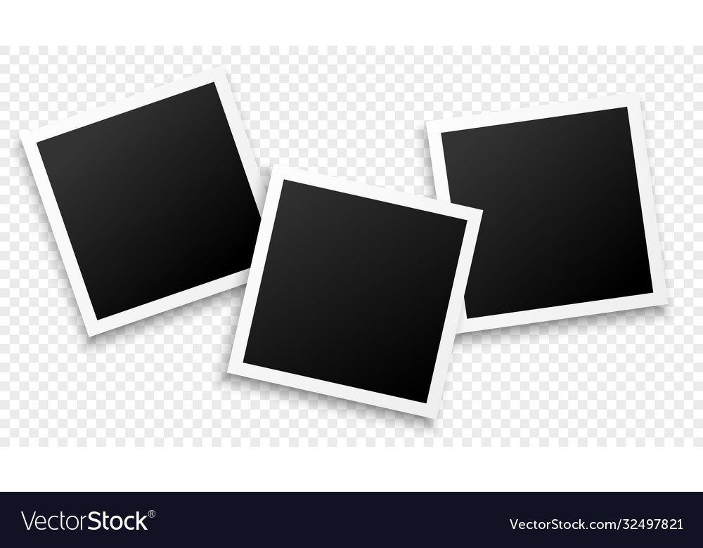 Three photo frames on transparent background Vector Image