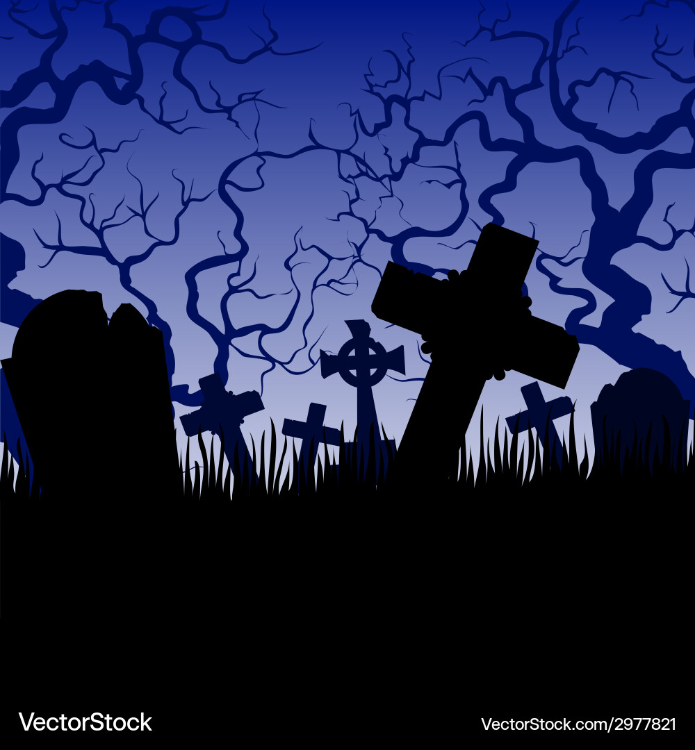 Tombs and trees Royalty Free Vector Image - VectorStock