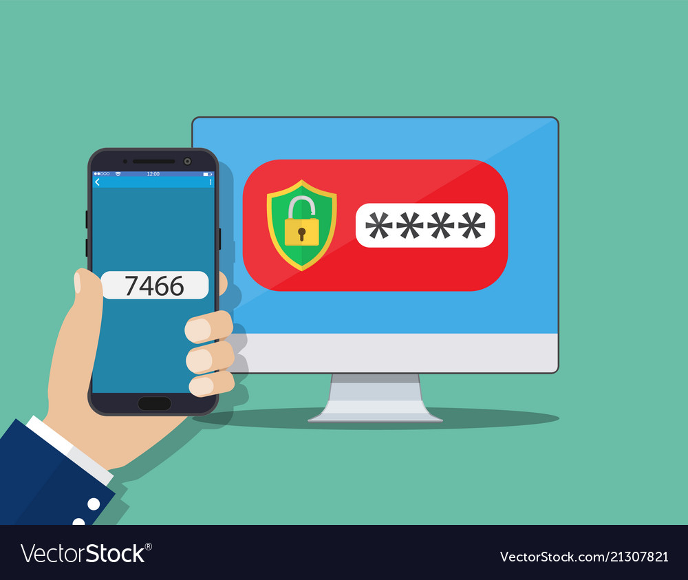 Two step authentication on smartphone Royalty Free Vector Two step authentication on smartphone Royalty Free Vector