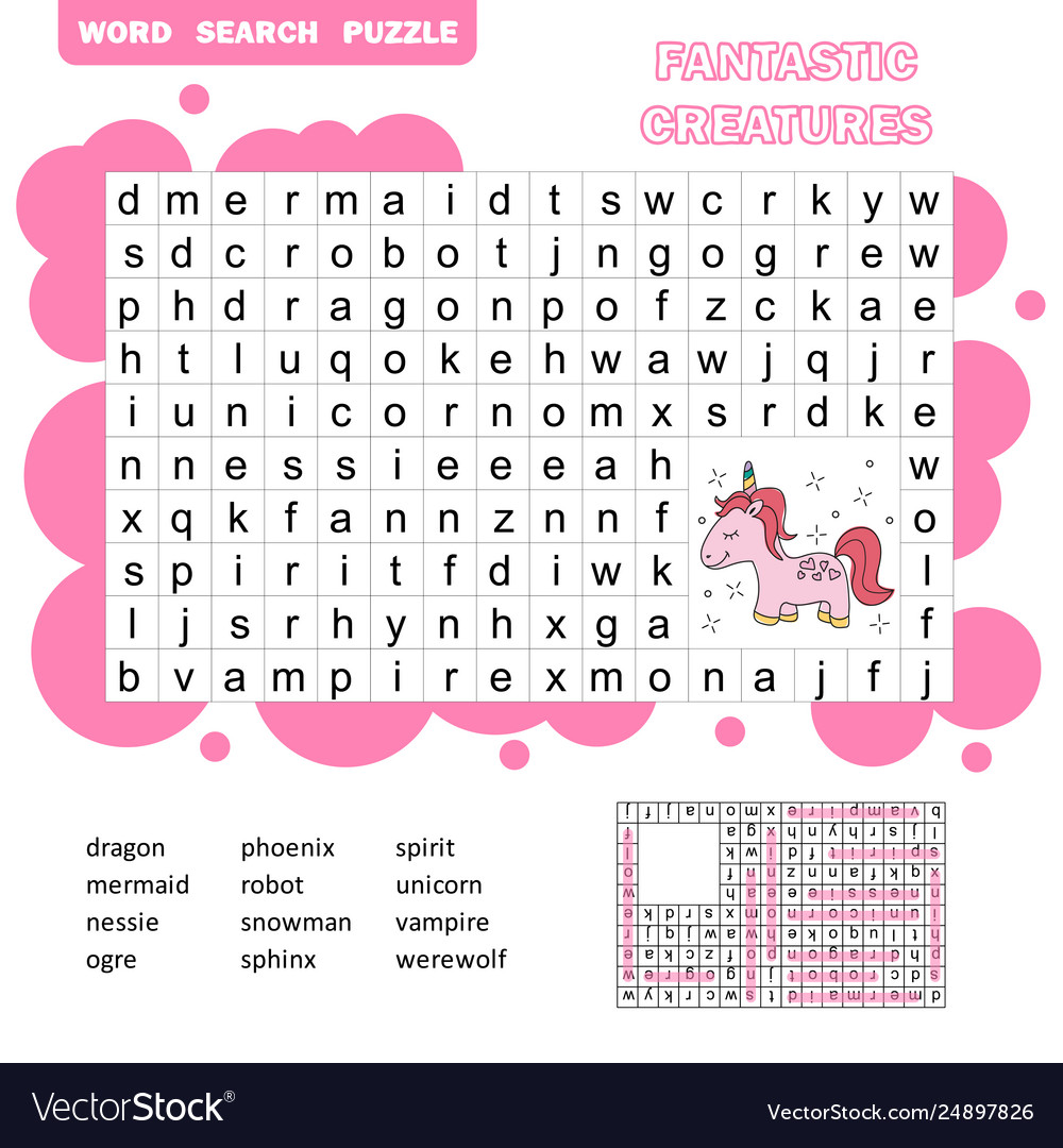 Mythical Creatures Word Search Printable - Word Search Maker