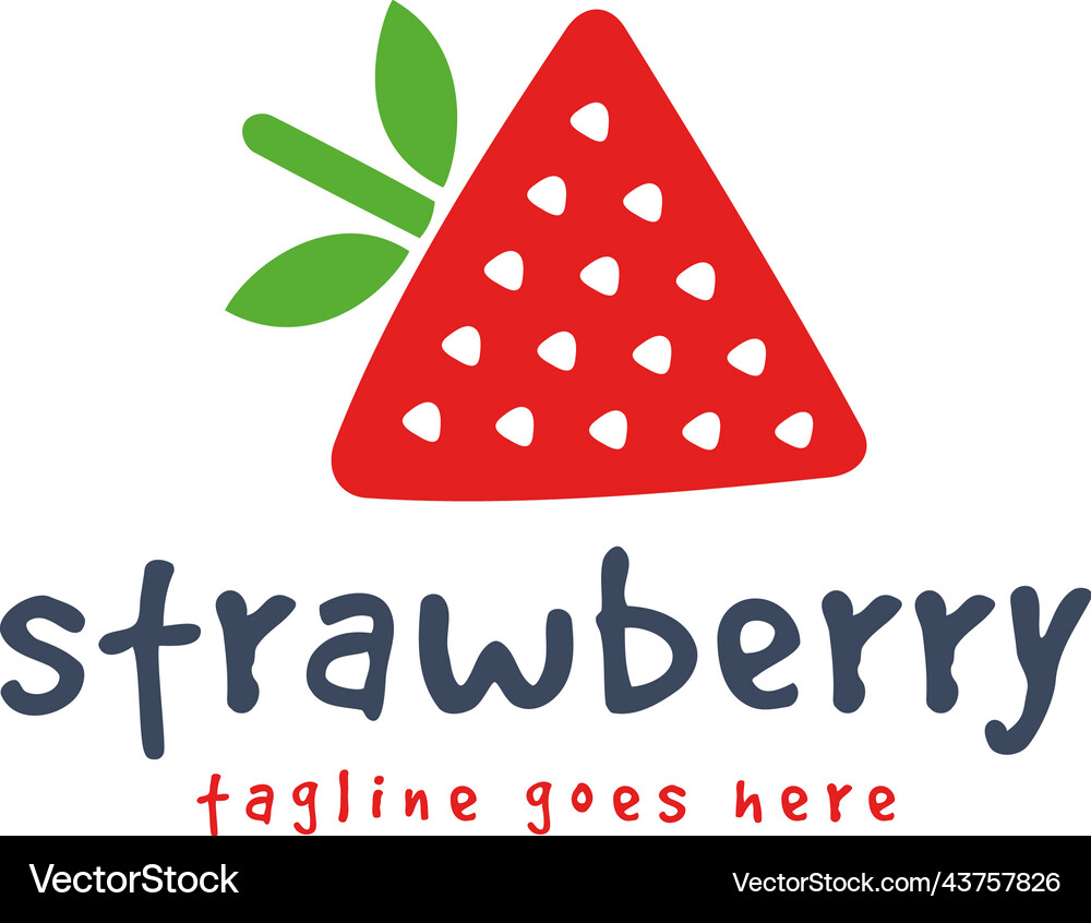 Hand drawn strawberry logo template icon cute Vector Image