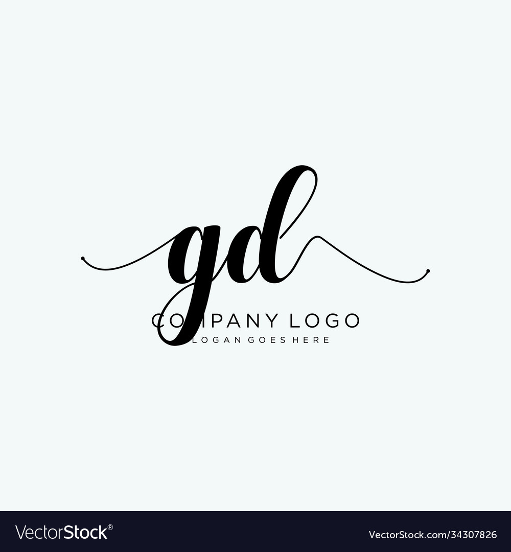 Initial gd handwriting logo with circle template Vector Image
