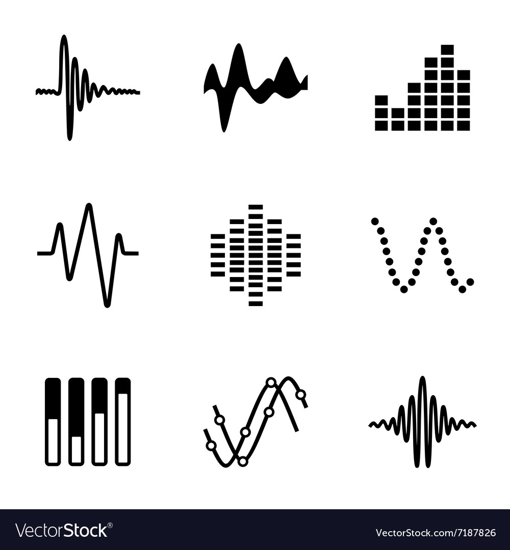 Music soundwave icon set Royalty Free Vector Image