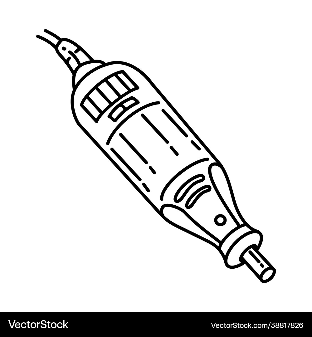 Rotary tool kit icon doodle hand drawn or outline Vector Image