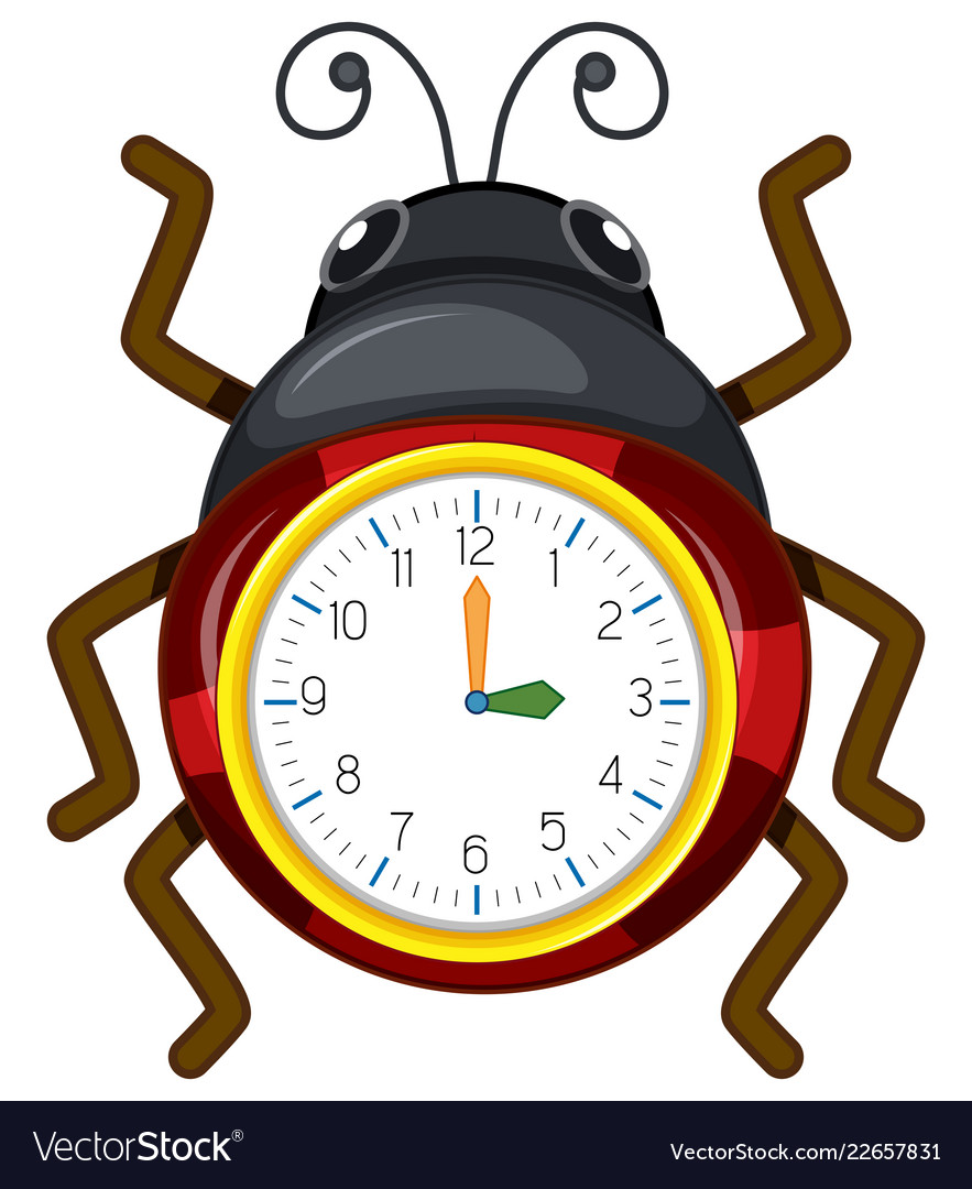 A ladybug clock template Royalty Free Vector Image