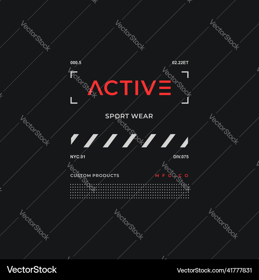 Active wear typography for print t shirt Vector Image