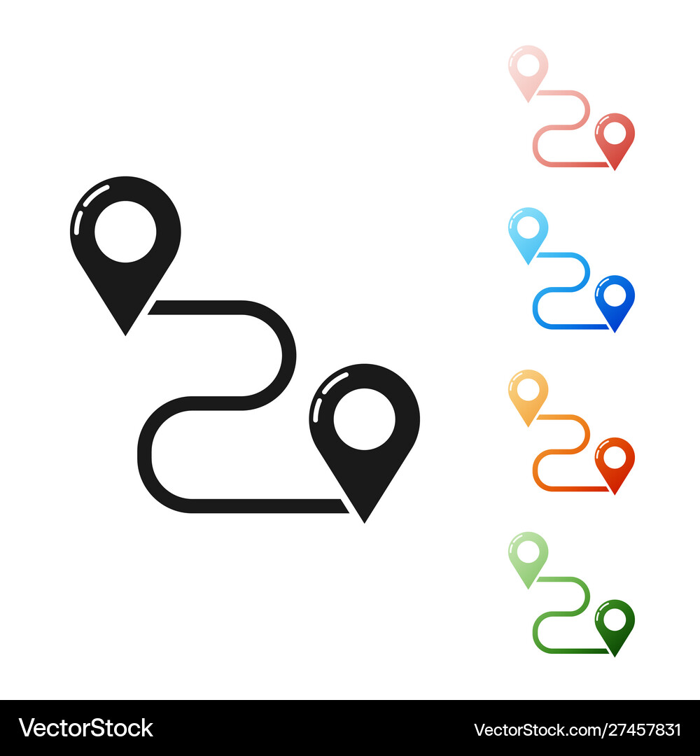 Black route location icon isolated on white Vector Image