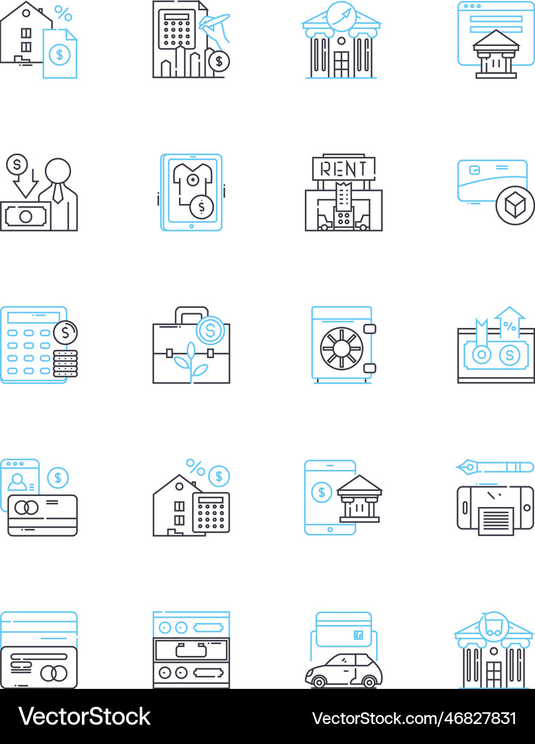 Business planning linear icons set strategy Vector Image