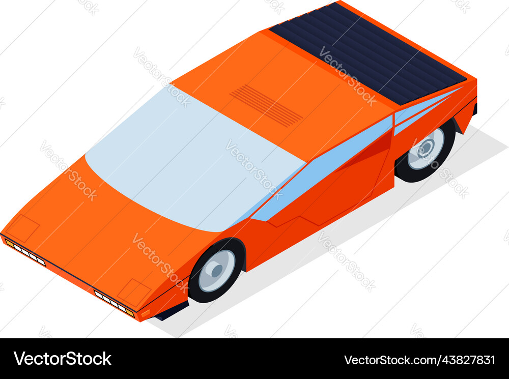 Car with isometric perspective for new retro wave Vector Image