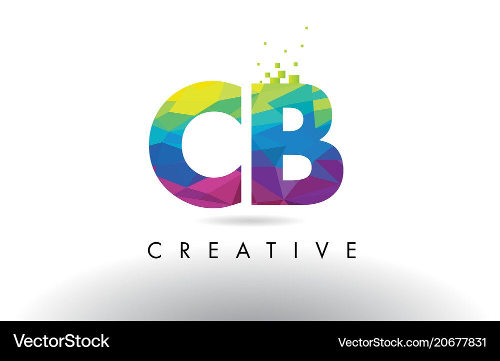 Cb c b colorful letter origami triangles design Vector Image