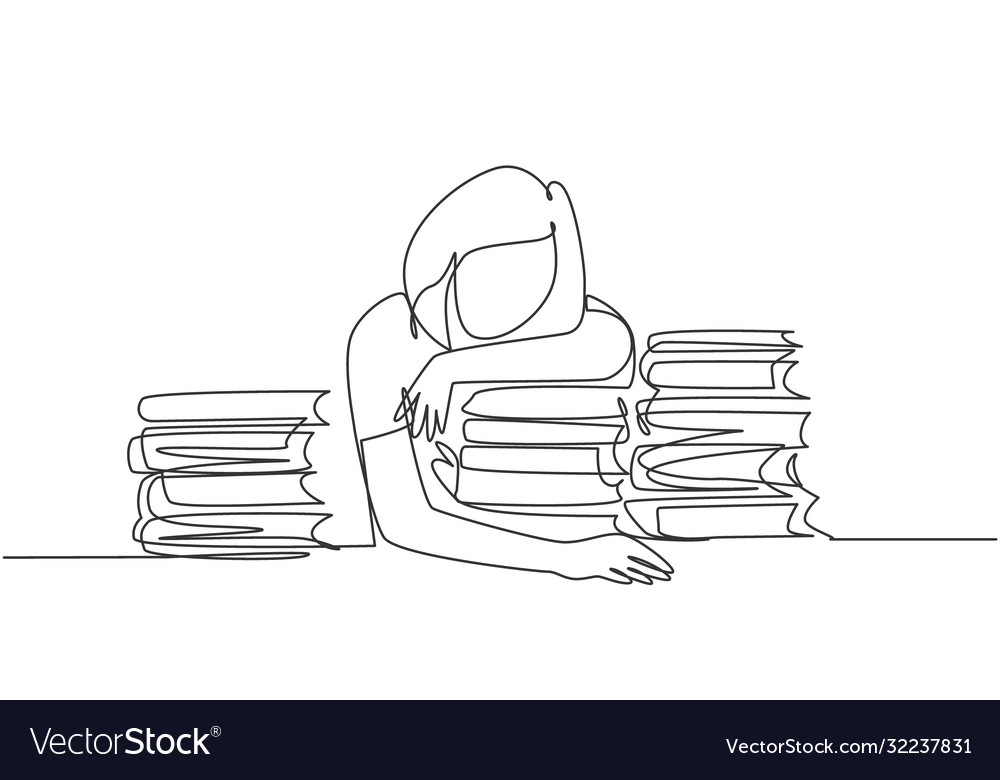 Learning concept one single line drawing young Vector Image