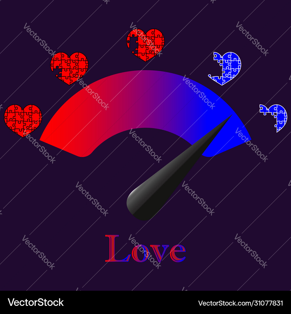 Love meter in speedometer - valentine39s day Vector Image