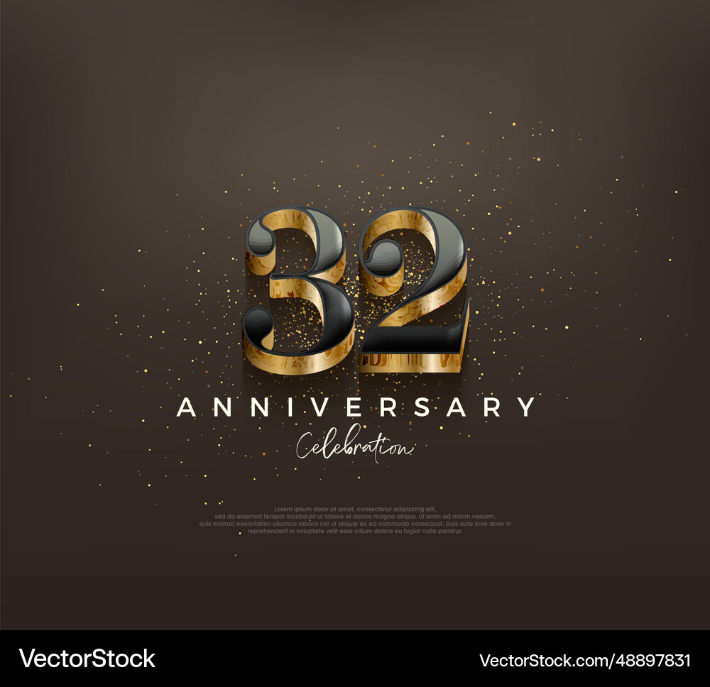 Luxury 32nd anniversary design with classic Vector Image