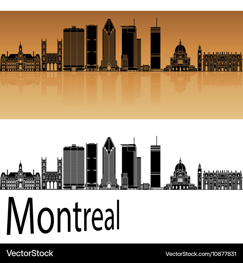 Montreal V2 skyline in orange Royalty Free Vector Image