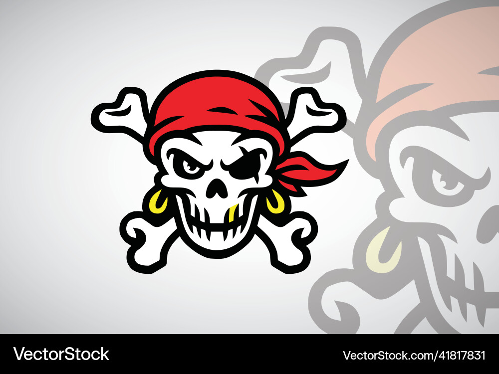Pirate skull head logo design mascot Royalty Free Vector
