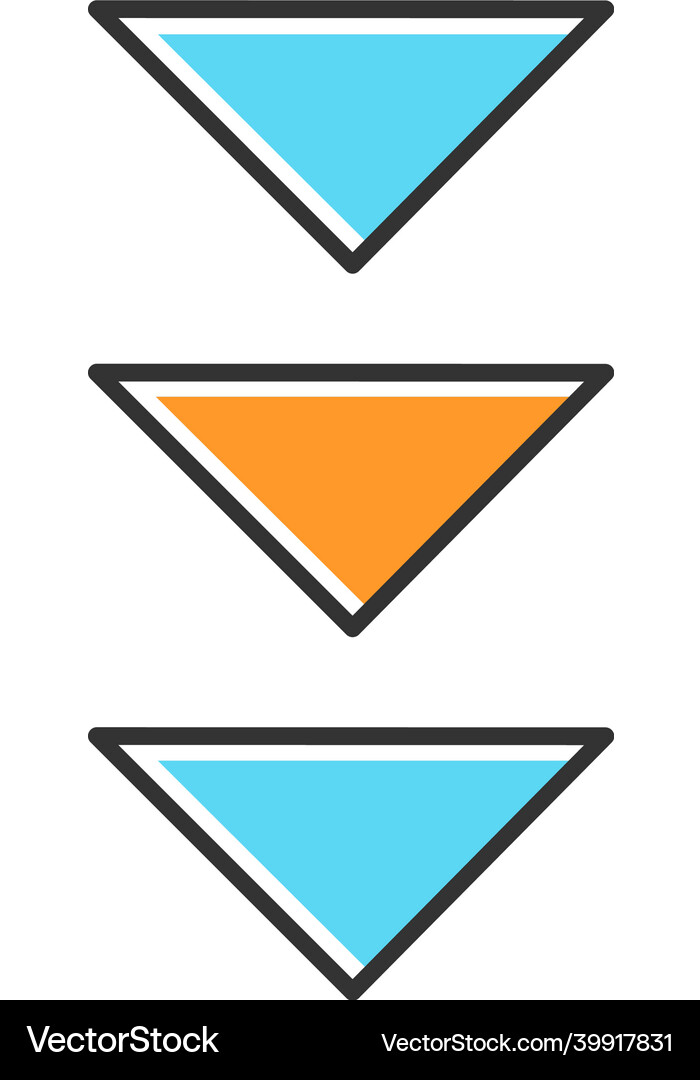 Three down arrows blue rgb color icon page Vector Image