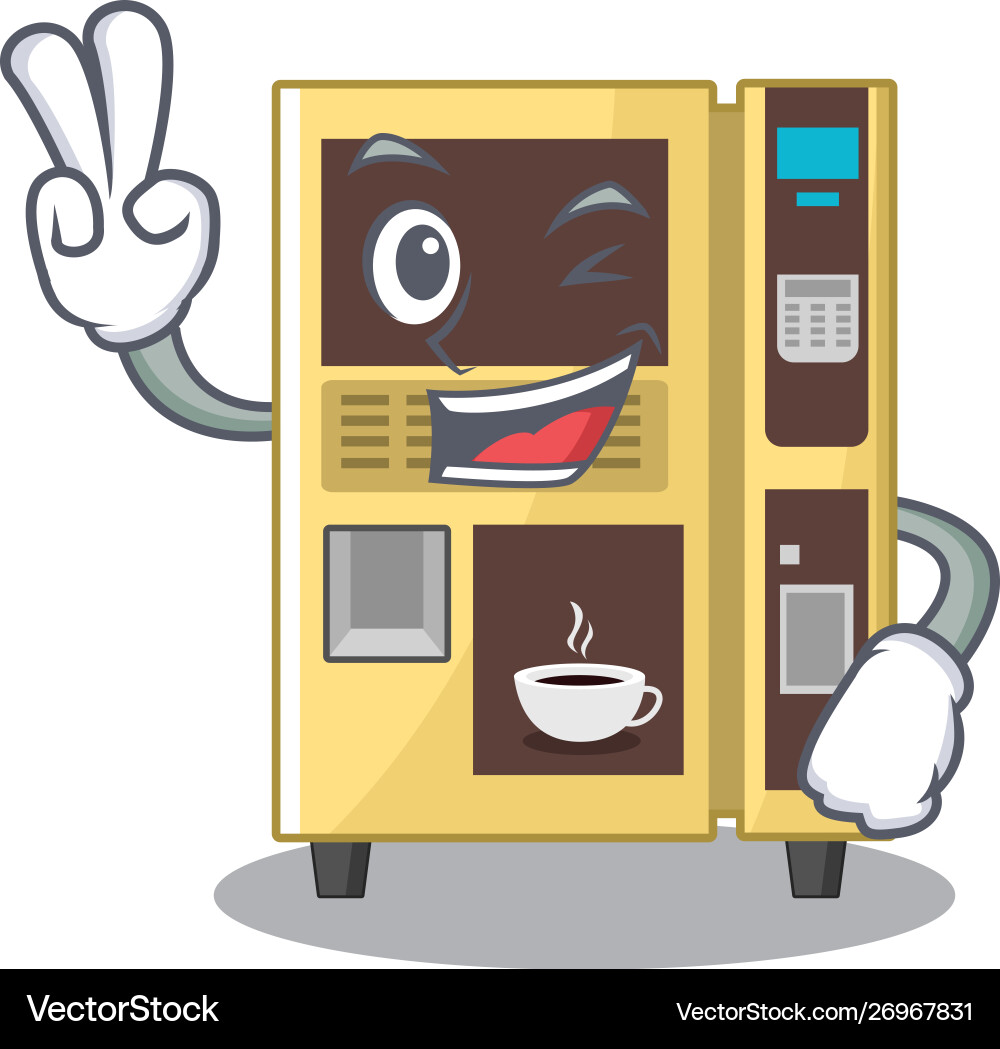Two finger coffee vending machine with cartoon Vector Image