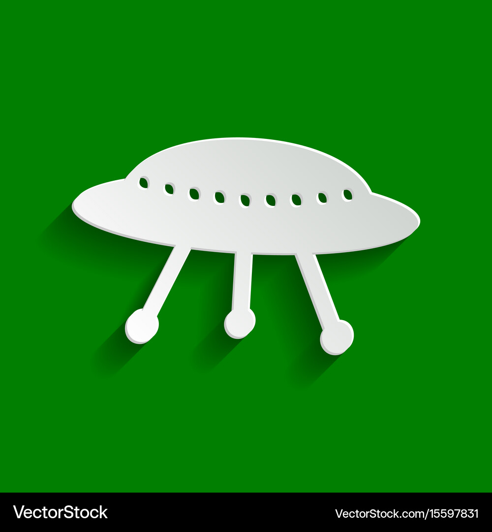 Ufo simple sign paper whitish icon Royalty Free Vector Image