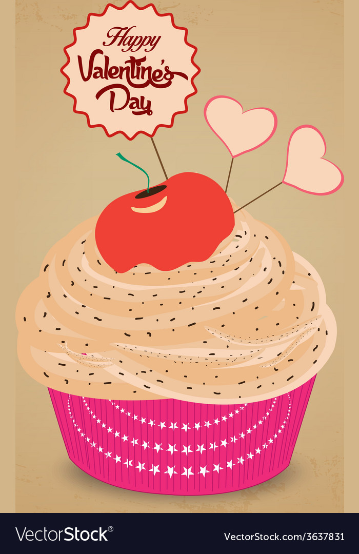 Valentines day cupcake and heart Royalty Free Vector Image