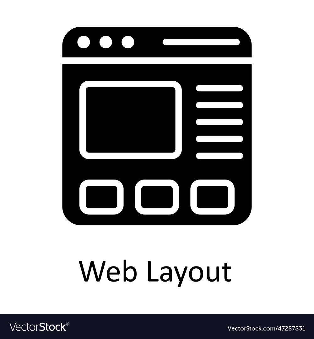 Web layout solid icon design Royalty Free Vector Image