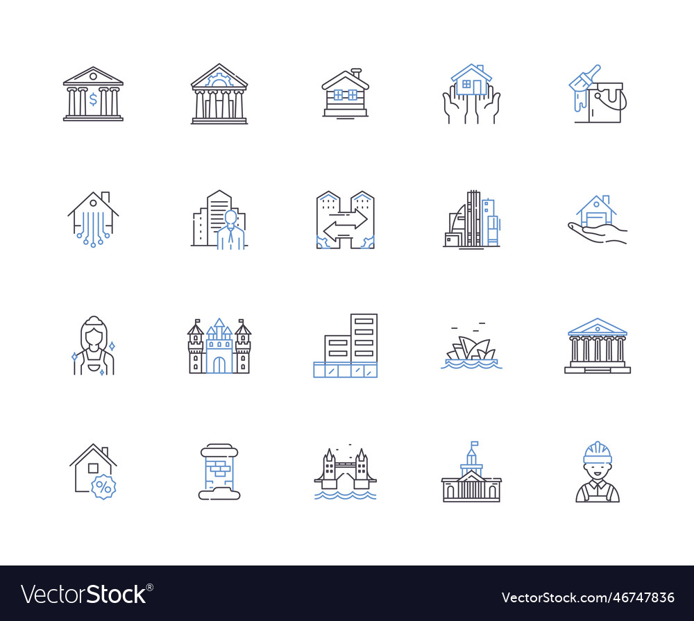 Architecture outline icons collection Royalty Free Vector