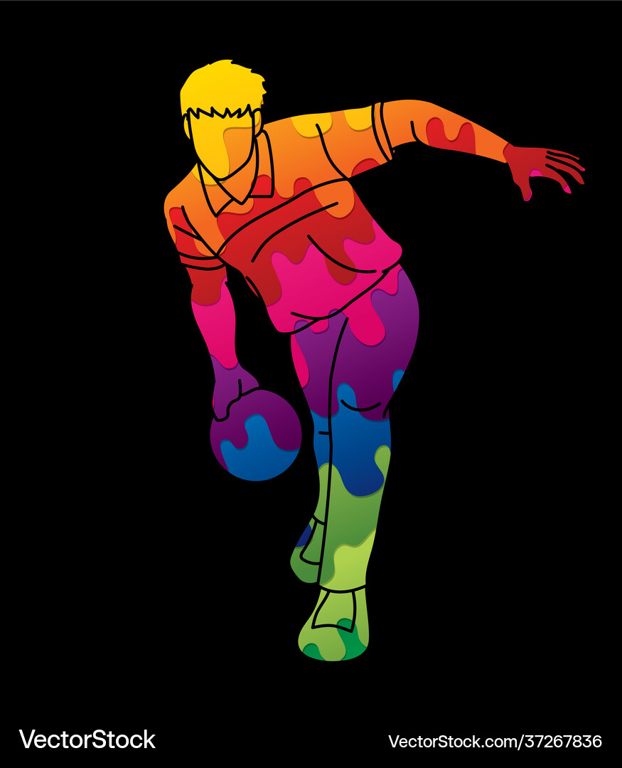 Bowling sport male player pose Royalty Free Vector Image