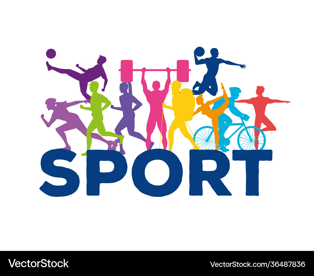 Bundle ten athletes practicing sports colorful Vector Image