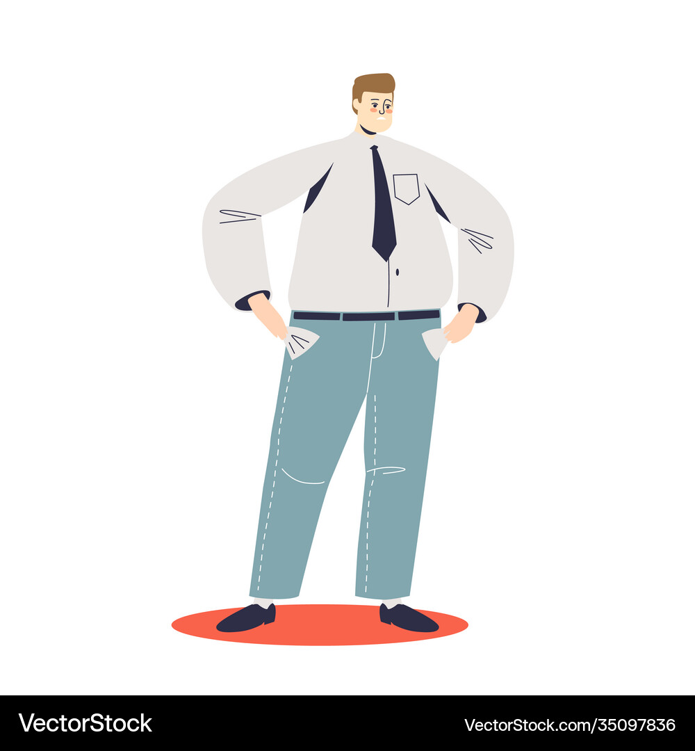 Businessman showing empty pockets business Vector Image