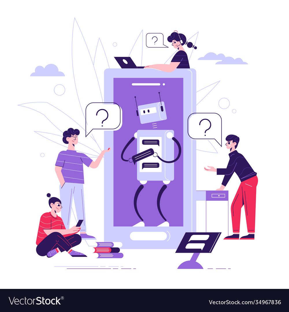 Chatbot flat composition Royalty Free Vector Image