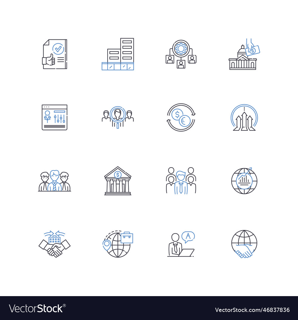 Diversification line icons collection portfolio Vector Image Diversification line icons collection portfolio Vector Image