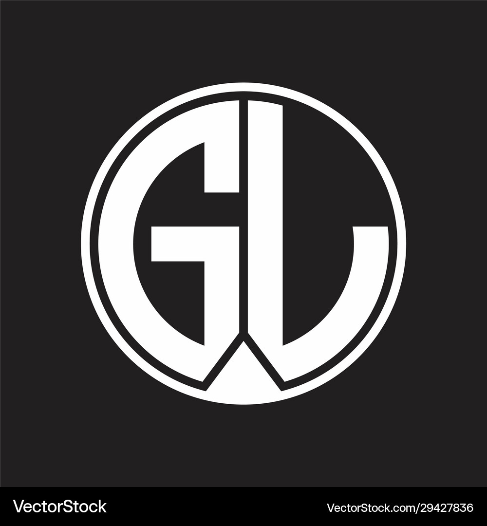 Gl logo monogram circle with piece ribbon style Vector Image