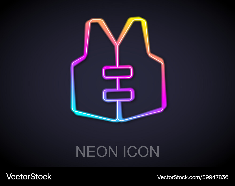 Glowing neon line life jacket icon isolated Vector Image