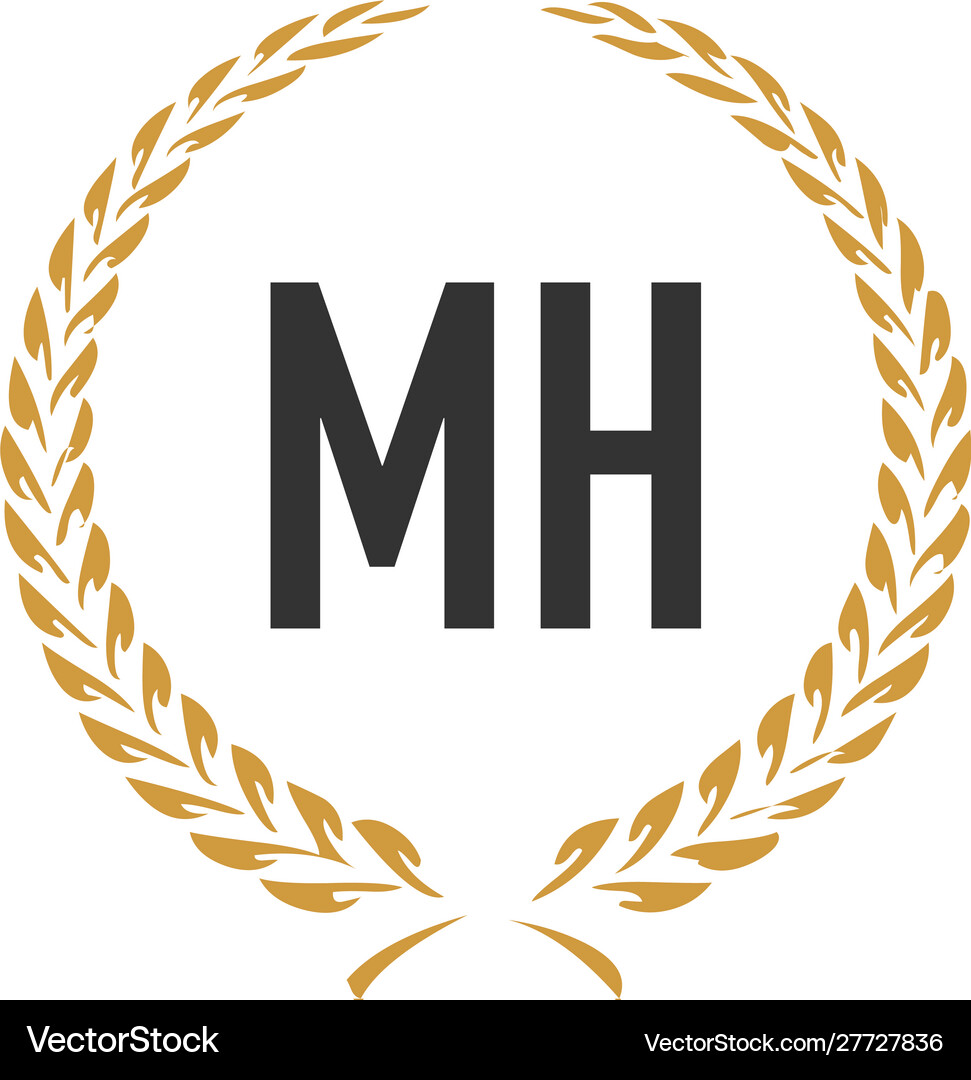 Initial letter mh wheat luxurious minimalist Vector Image
