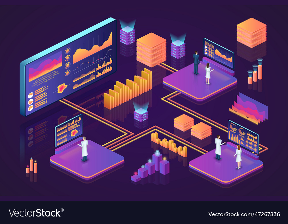 Isometric data digital 3d business solutions Vector Image