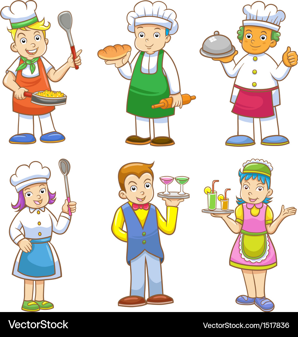 Kids Chefs Cooking Set Cartoon Royalty Free Vector Image