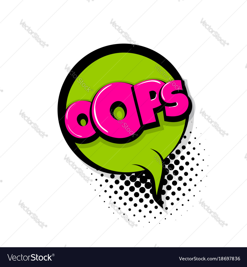 Oops ouch comic text white background Royalty Free Vector