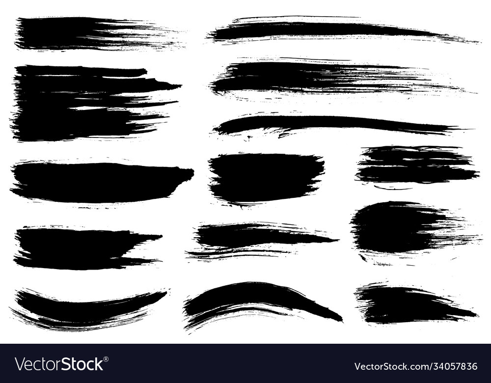 Paint brush black ink grunge brush strokes Vector Image