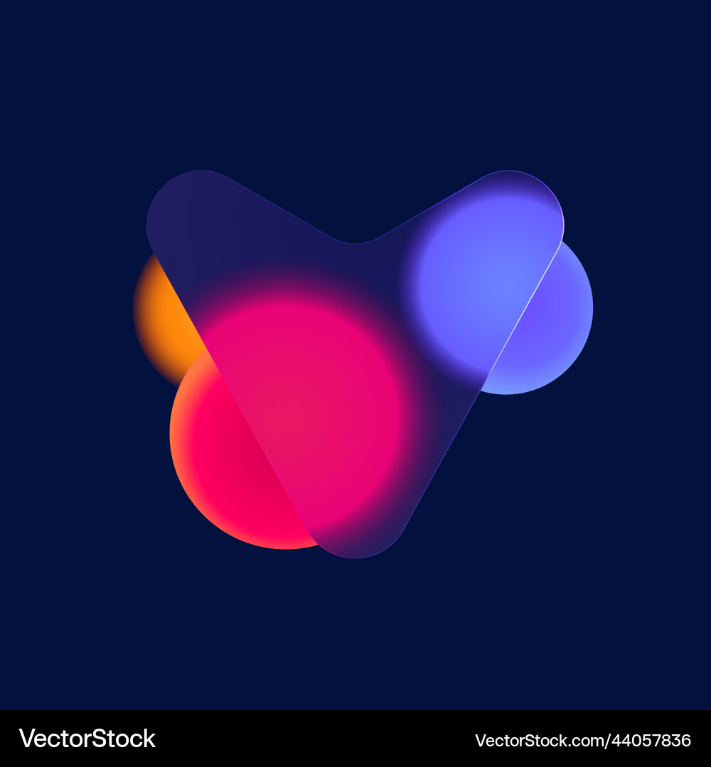 V letter logo in glass morphism style multicolor Vector Image