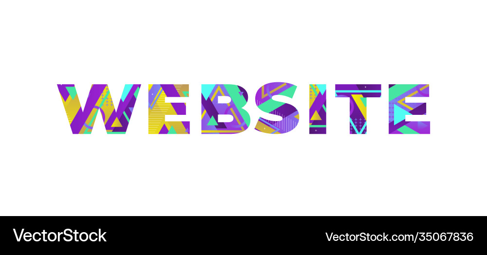 Website concept retro colorful word art Royalty Free Vector