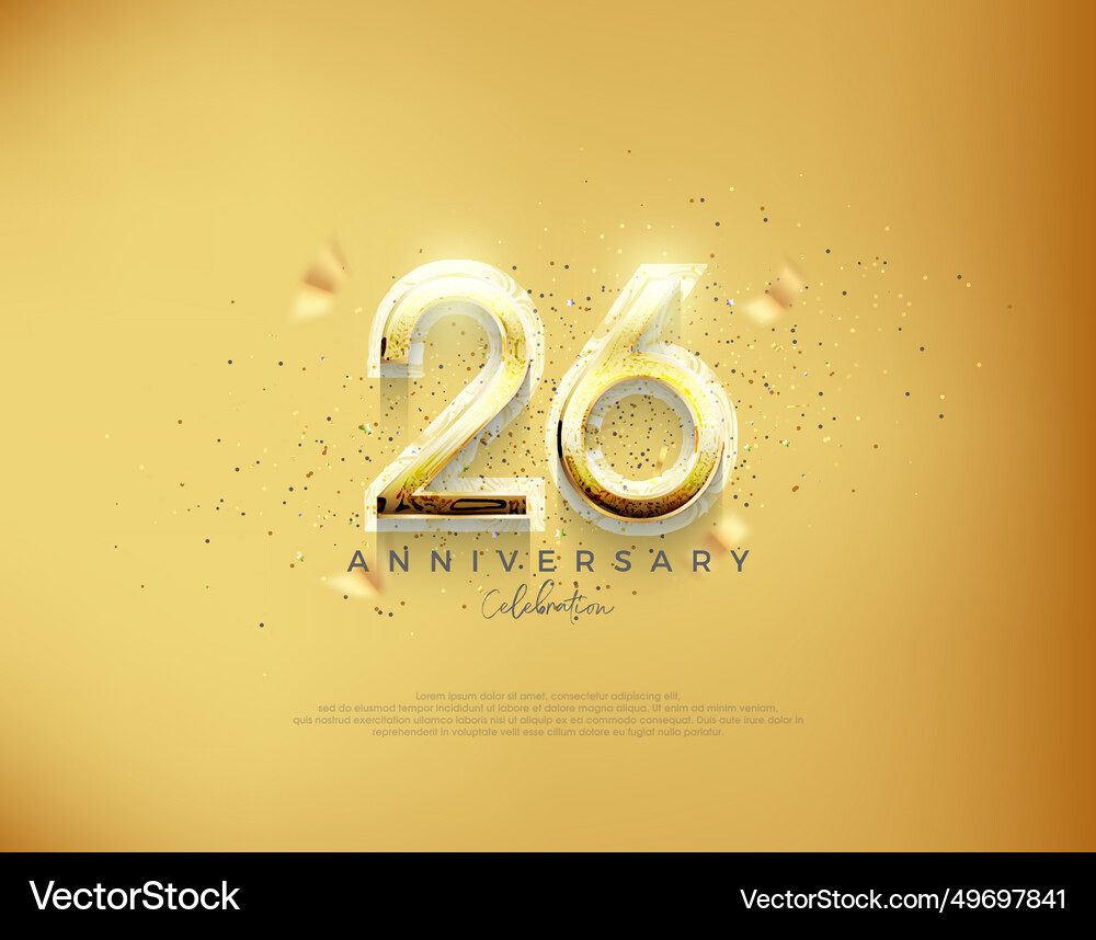 26th anniversary number luxury gold background Vector Image