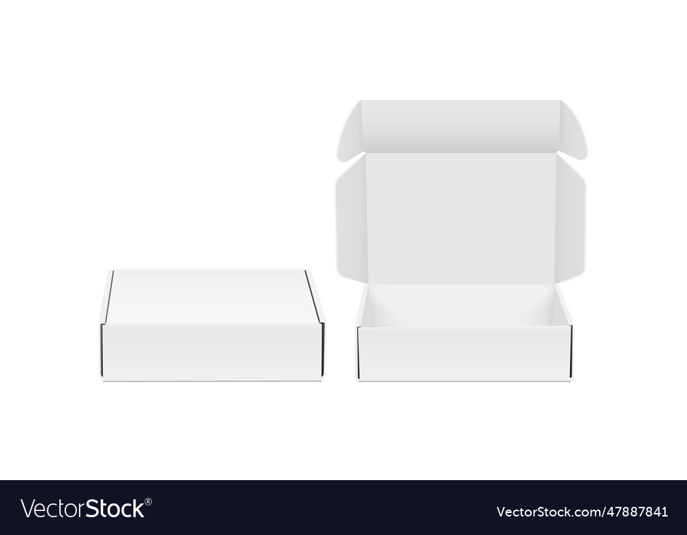 Blank packaging boxes opened closed Royalty Free Vector