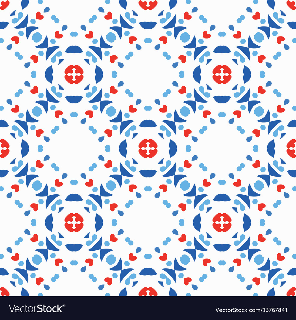 Blue red pattern boho background Royalty Free Vector Image