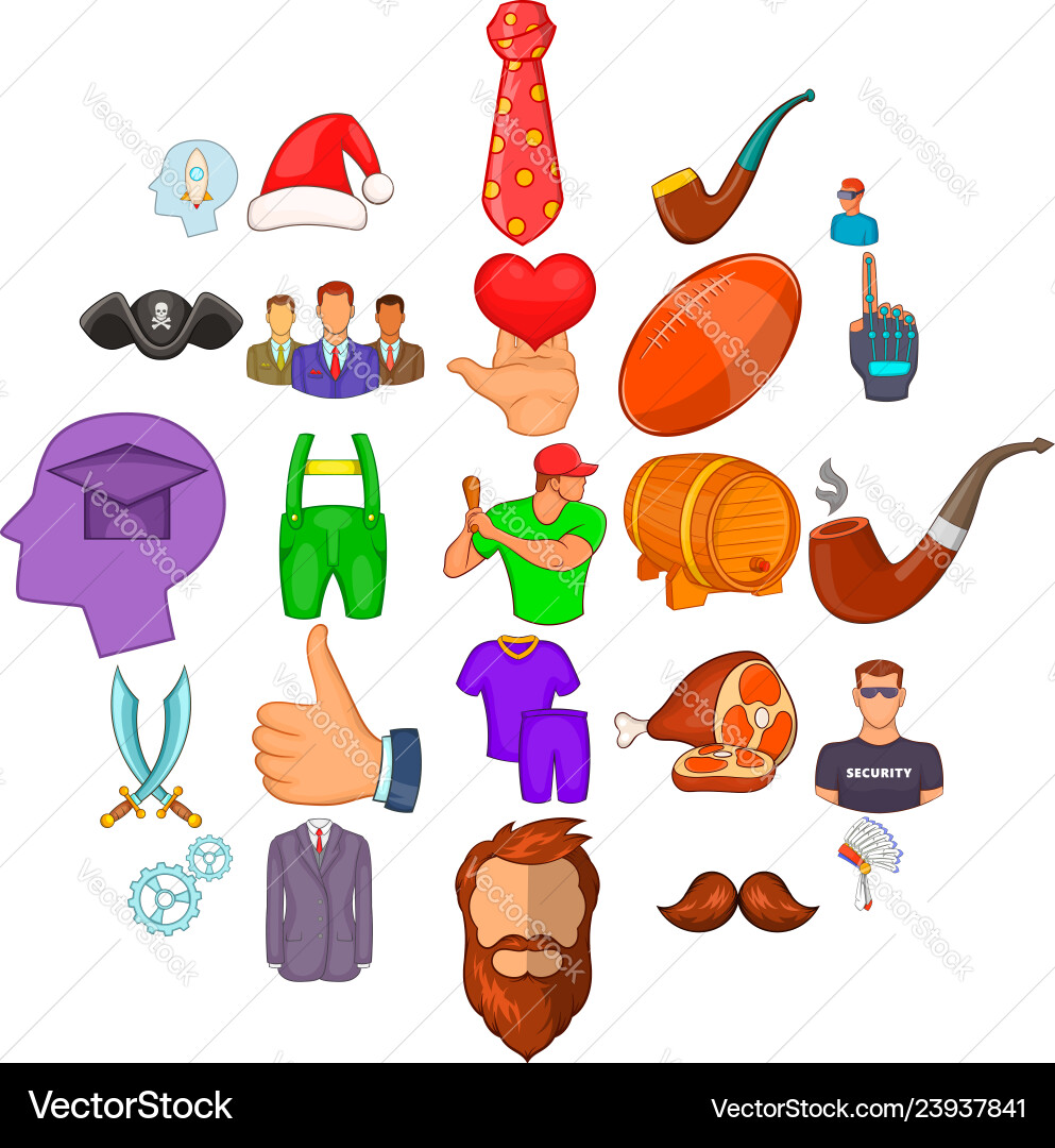 Father icons set cartoon style Royalty Free Vector Image