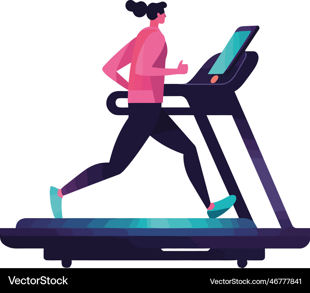 Female athlete running in treadmill Royalty Free Vector