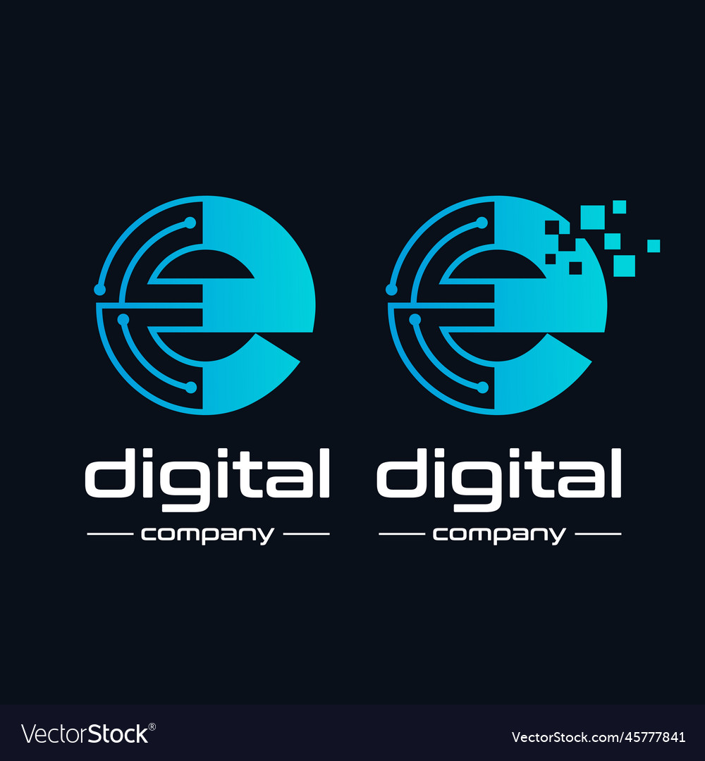 Lowercase letter e digital technology logo Vector Image