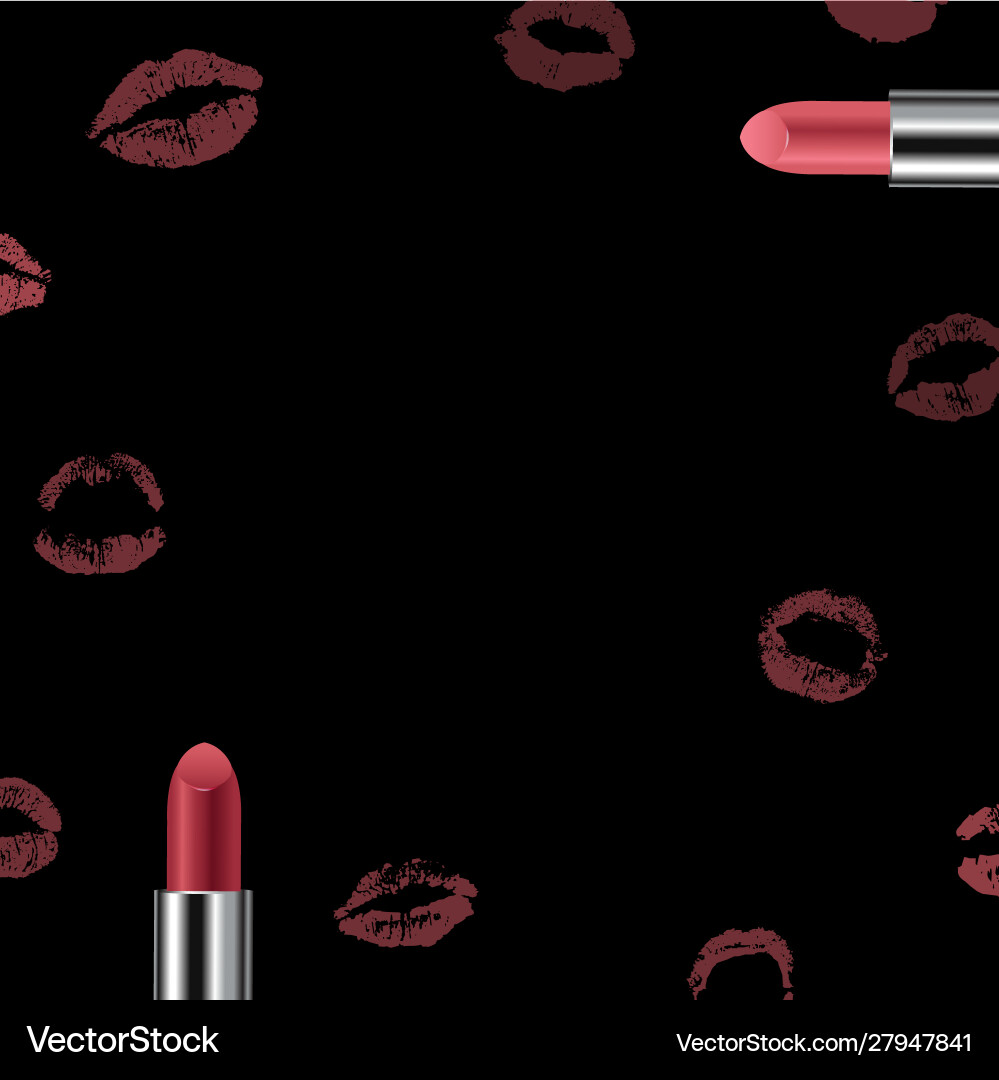 Poster with red female lipstick Royalty Free Vector Image